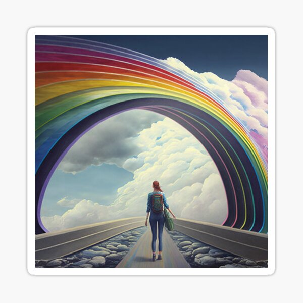 "Person crossing the rainbow bridge" Sticker for Sale by TDCards ...