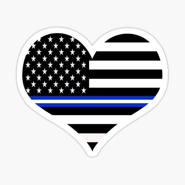 "American Flag Thin Blue Line EMS Paramedic EMT Heart" Sticker for Sale ...