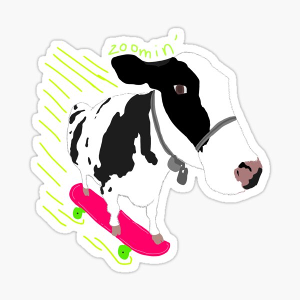 "Cow skateboarding funny animal meme" Sticker for Sale by LunarArts1111 ...