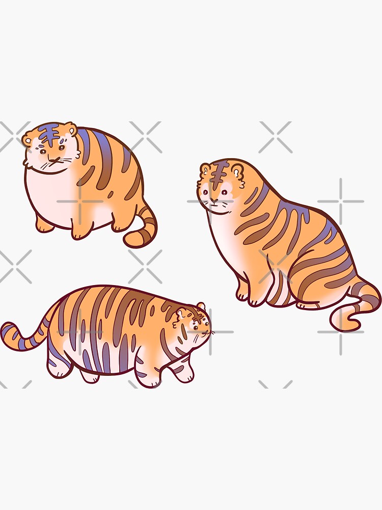 "Chonky Tiger Baby Tiger set" Sticker for Sale by Evumango | Redbubble
