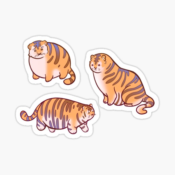 "Chonky Tiger Baby Tiger set" Sticker for Sale by Evumango | Redbubble