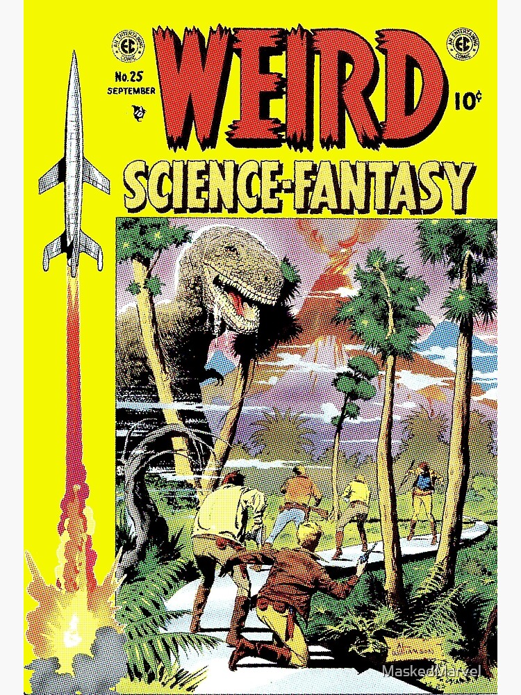 "Weird Science Fiction Dinosaur, rockets, pulp fiction" Art Print by ...