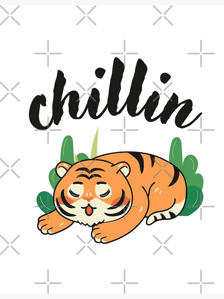 "Cute chilling tiger in grass" Poster for Sale by Jimsgreatloot | Redbubble