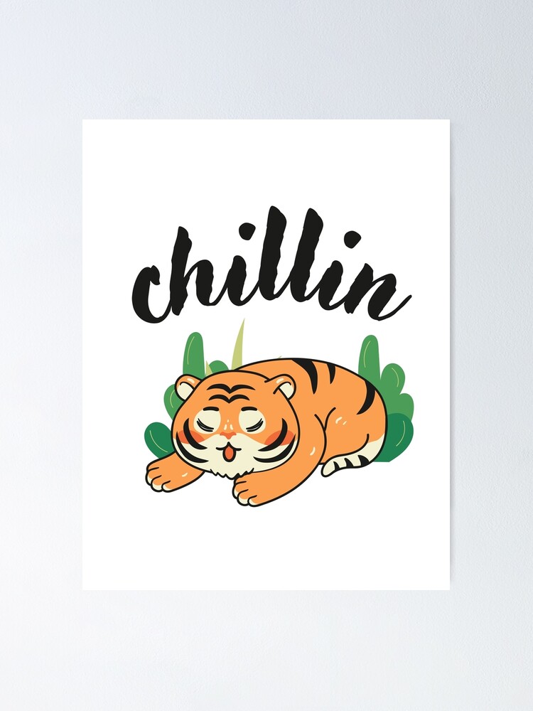 "Cute chilling tiger in grass" Poster for Sale by Jimsgreatloot | Redbubble
