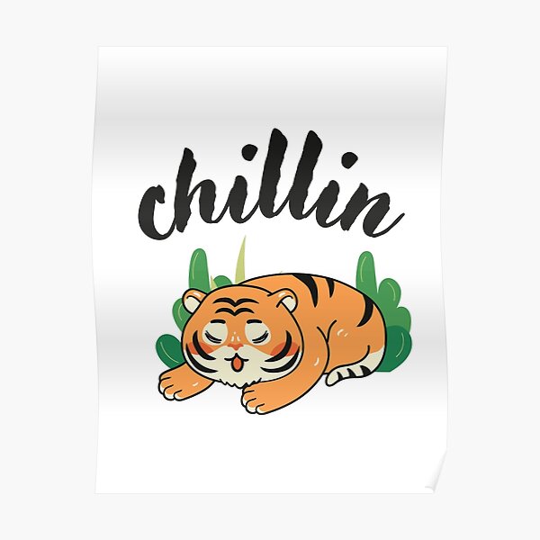 "Cute chilling tiger in grass" Poster for Sale by Jimsgreatloot | Redbubble