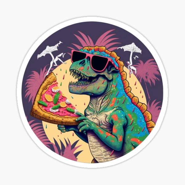 "Dinosaur loves pizza" Sticker for Sale by GorinART | Redbubble