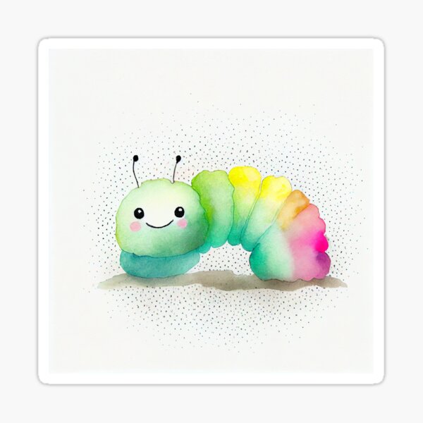 "Cute Watercolor Caterpillar " Sticker for Sale by DesArtStudio | Redbubble