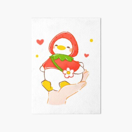 "Cute Strawberry Duck drawing in a hand, strawberry chicken, cute ...