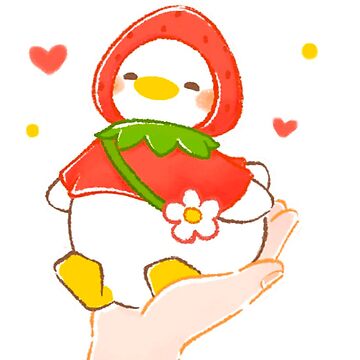 "Cute Strawberry Duck drawing in a hand, strawberry chicken, cute ...