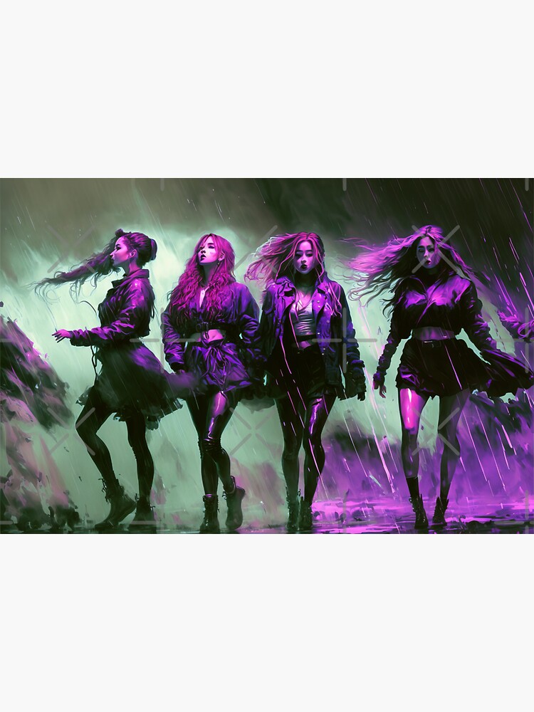 "Kpop Girl Group Rain Scene: Midjourney AI" Sticker for Sale by kaileena-ai | Redbubble