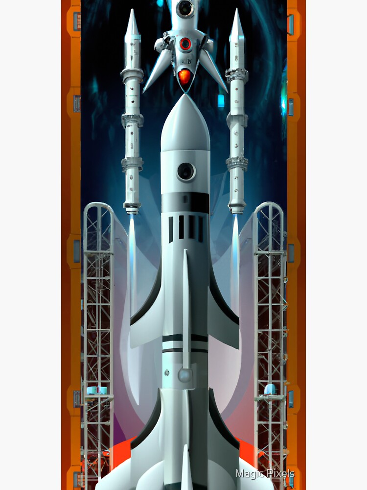 "Sci-Fi space Rocket lift-off" Sticker for Sale by Magic-Pixel | Redbubble