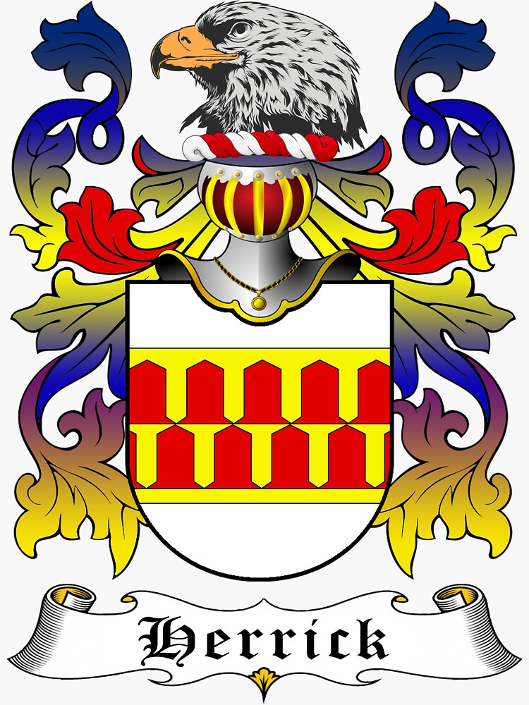 "HERRICK FAMILY CREST" Sticker for Sale by CathalDevlin | Redbubble