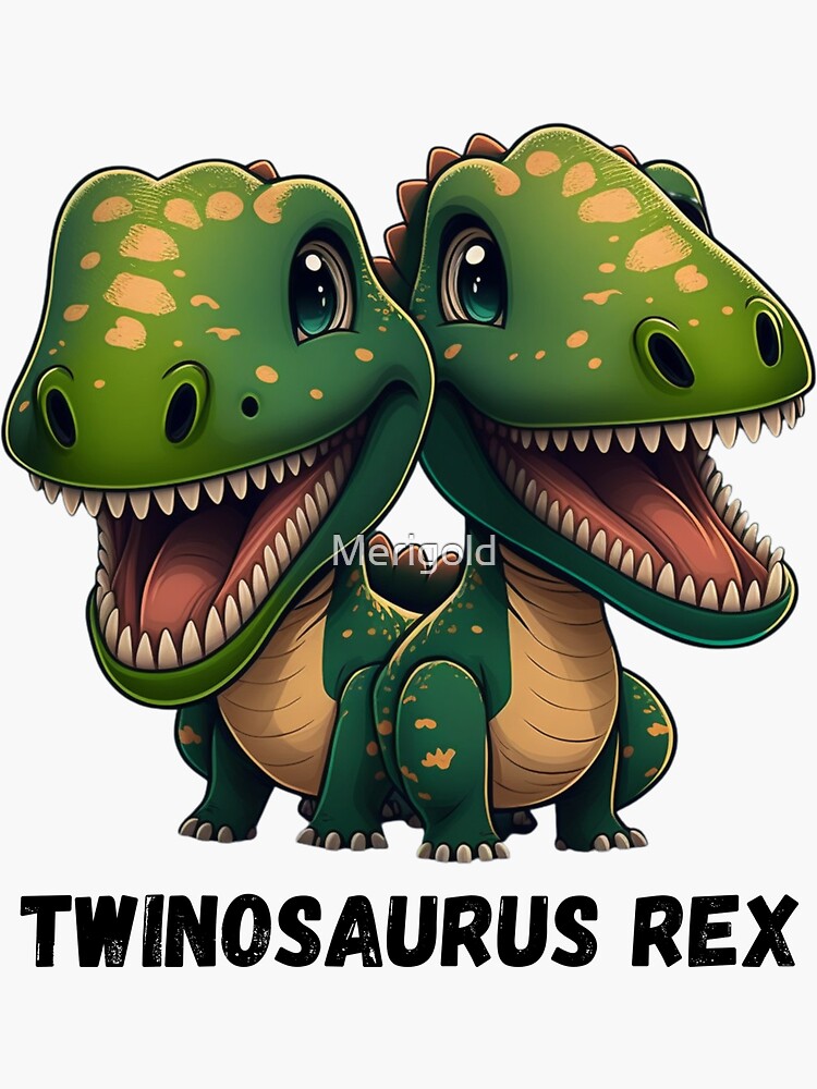 "Twinosaurus Rex Twin Dinosaur" Sticker for Sale by Merigold | Redbubble