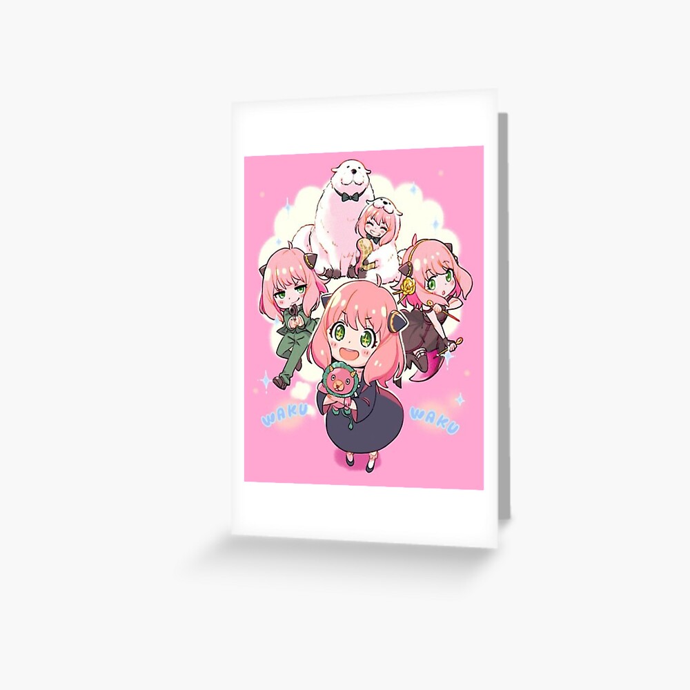 "Spy x Family Anya Forger Cos Parents and Bond Forger" Greeting Card ...