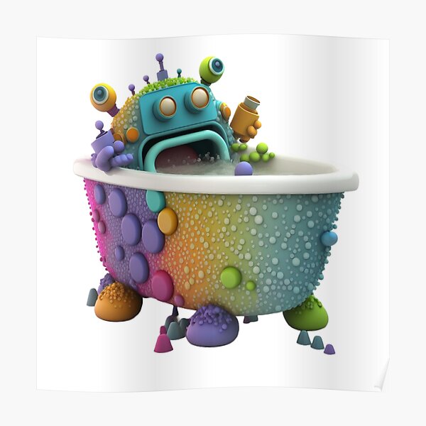 "Robot Art Robot Taking a Bath While Singing Robot Songs" Poster for ...