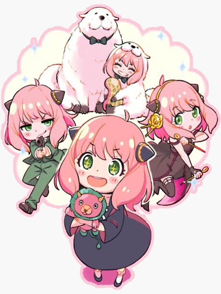 "Spy x Family Anya Forger Cos Parents and Bond Forger" Sticker for Sale ...