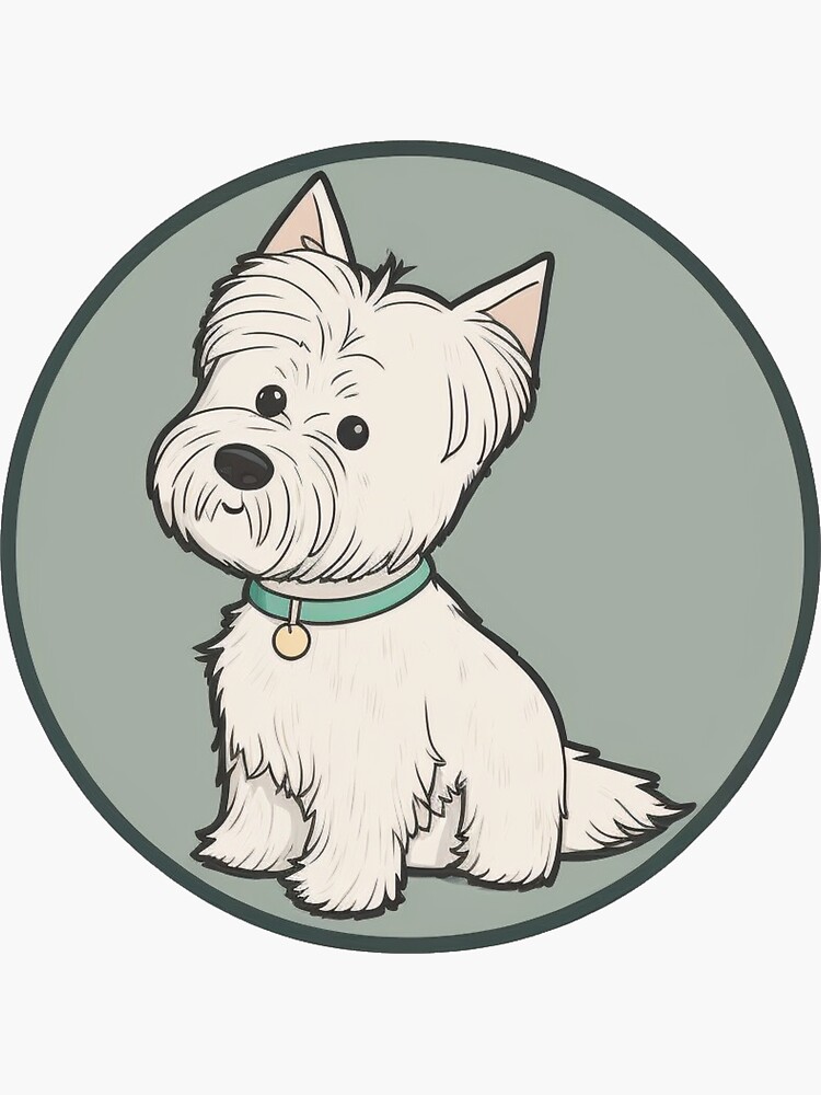 "Cartoon sticker of cute West Highland White Terrier/Westie" Sticker ...