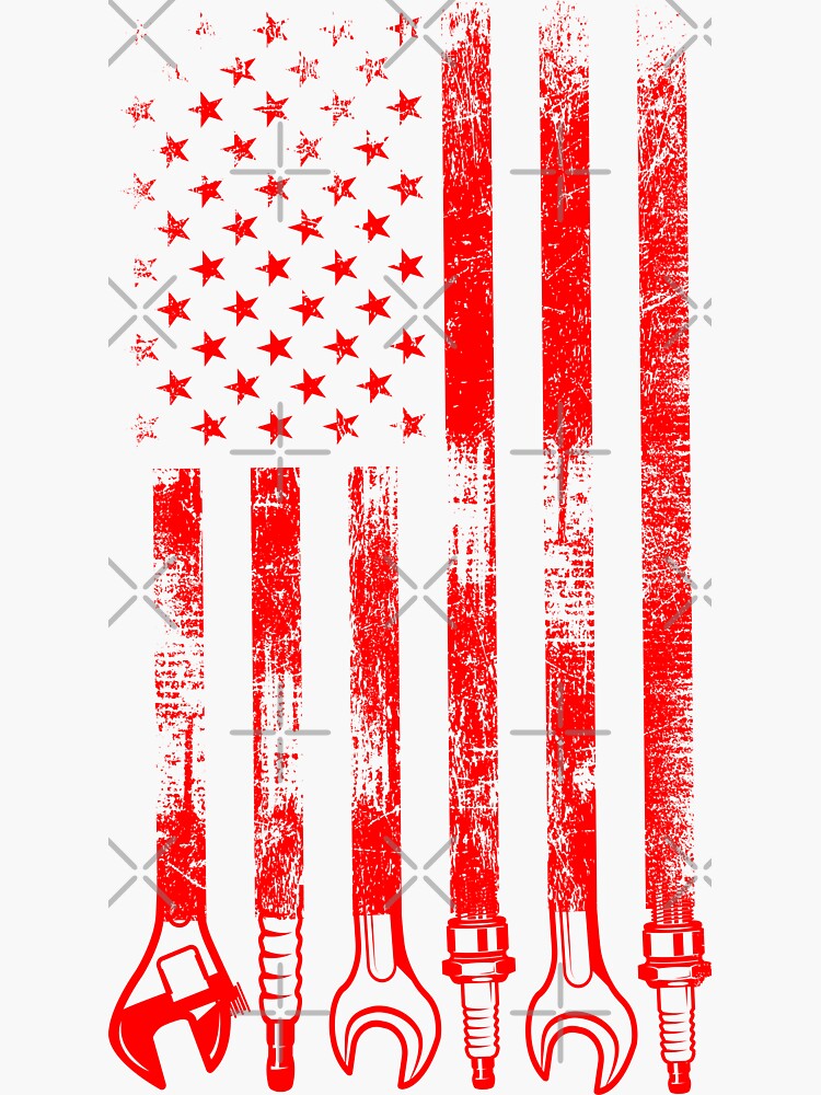"Mechanic American Flag" Sticker for Sale by DanDesignn | Redbubble