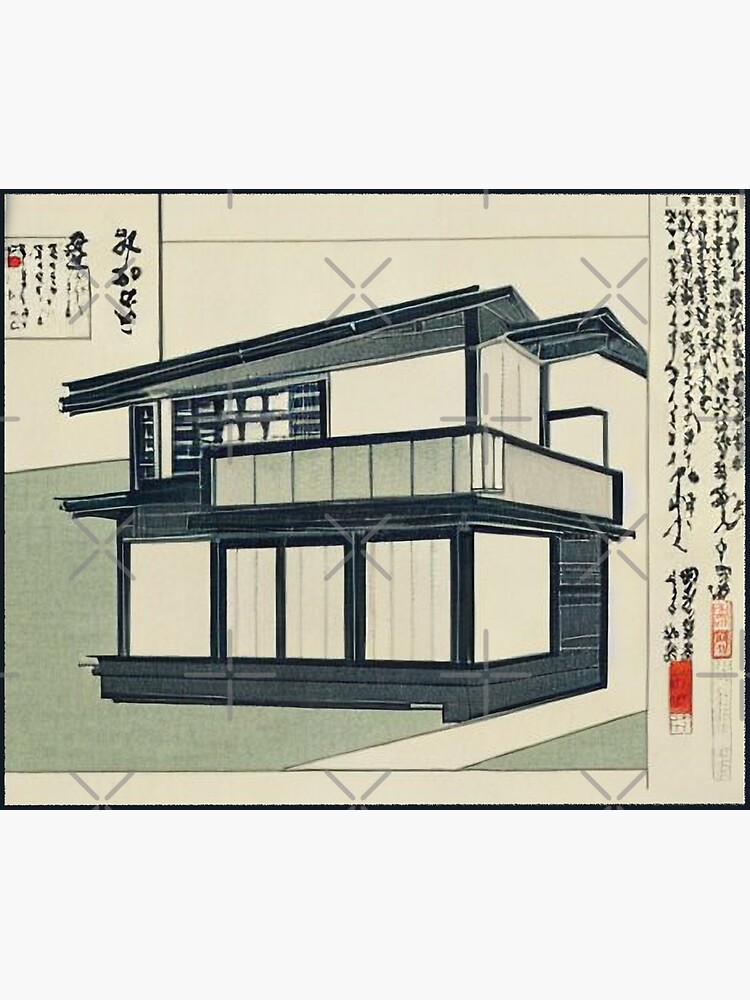 "Modern House Sketch - Building Design - Ukiyo-e style" Sticker for ...