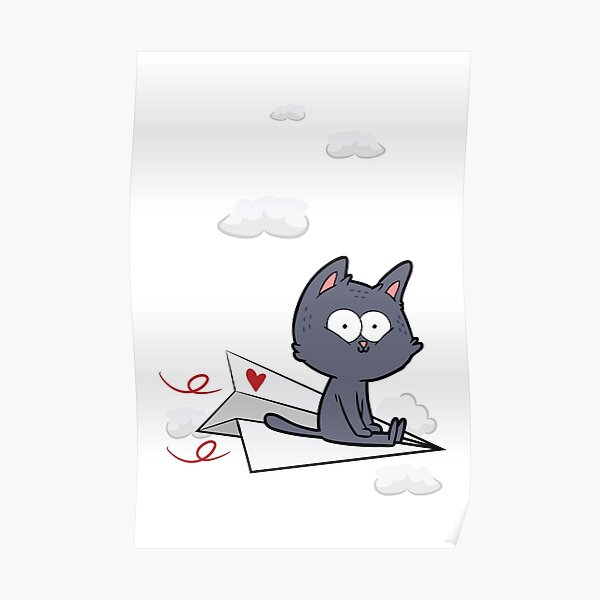 "Paper Airplane Cat" Poster for Sale by chillaxcats | Redbubble