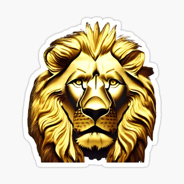 "Golden Lion Face" Sticker for Sale by SampsonSyms | Redbubble