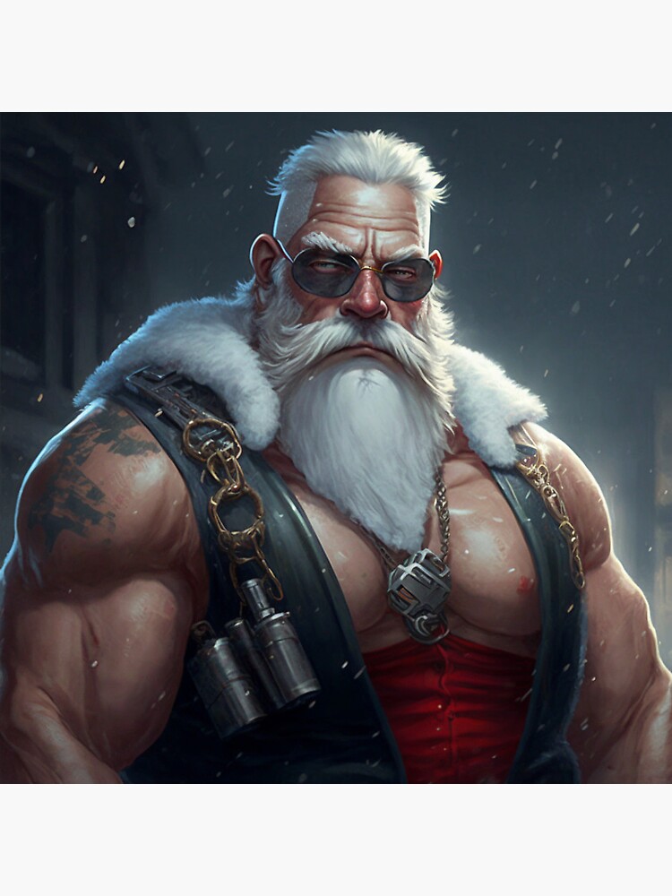 "Buff Santa" Sticker for Sale by a-isaac-art | Redbubble