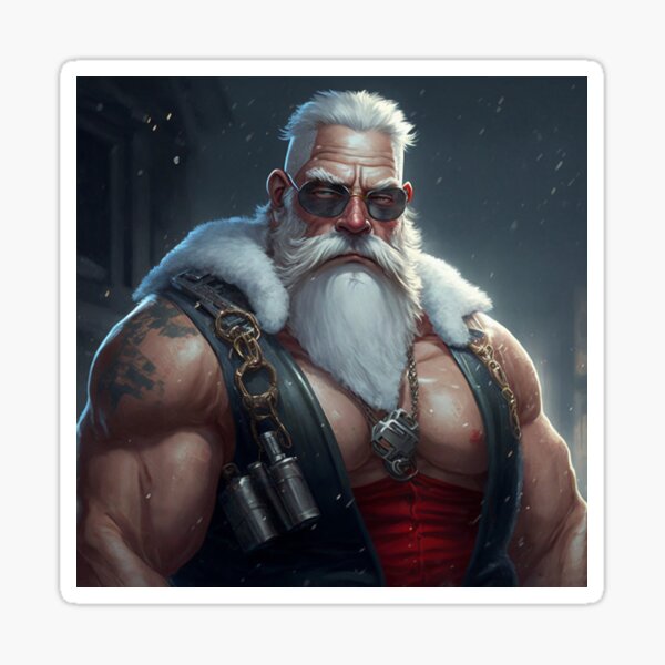 "Buff Santa" Sticker for Sale by a-isaac-art | Redbubble