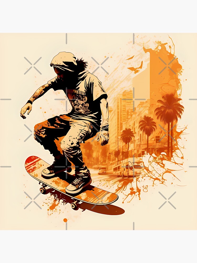 "Ai Generated Vector Art - Skateboarding" Sticker for Sale by BogoAi ...