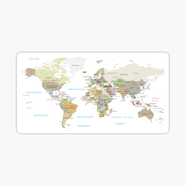 "High resolution world map" Sticker for Sale by I-smiL | Redbubble