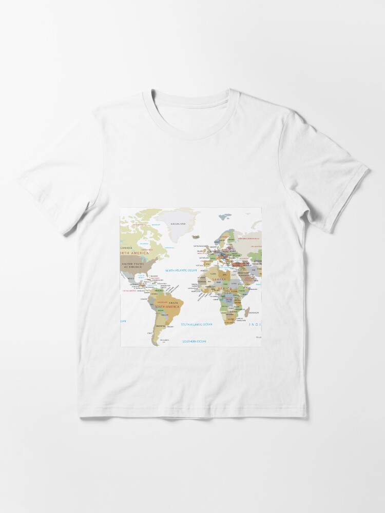 "High resolution world map" T-shirt for Sale by I-smiL | Redbubble | world map t-shirts - high ...