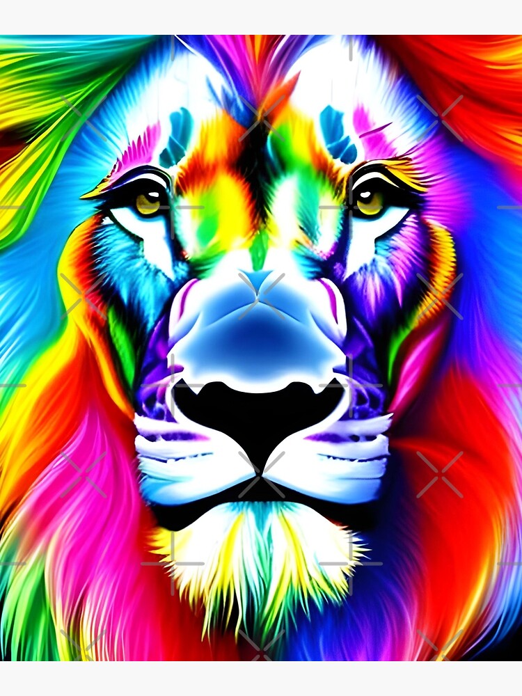 "Rainbow lion wallpaper, rainbow lion painting" Poster for Sale by ...
