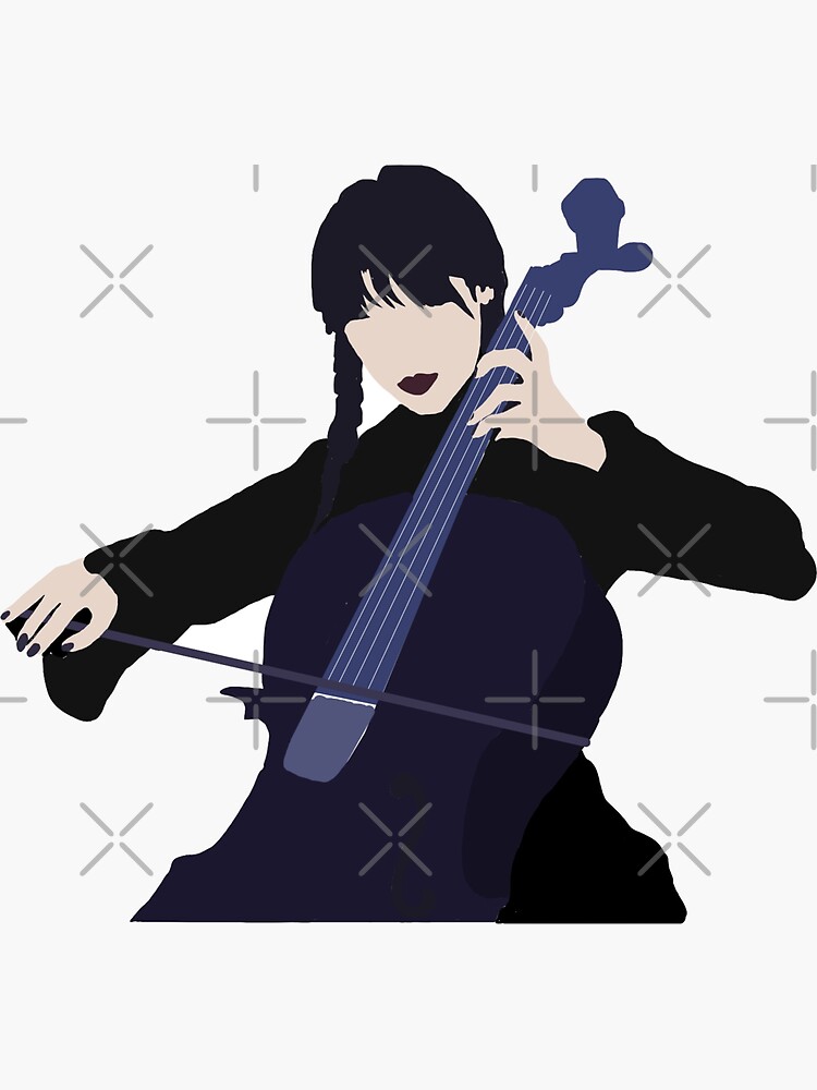 "Wednesday addams playing cello" Sticker for Sale by wanderIust | Redbubble