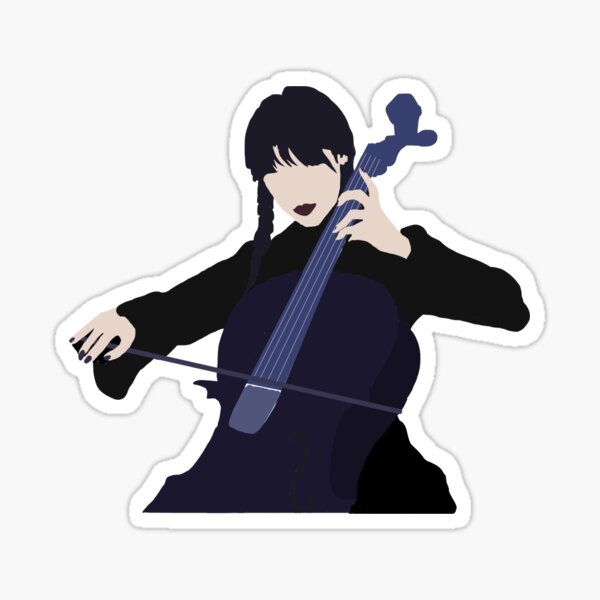 "Wednesday addams playing cello" Sticker for Sale by wanderIust | Redbubble