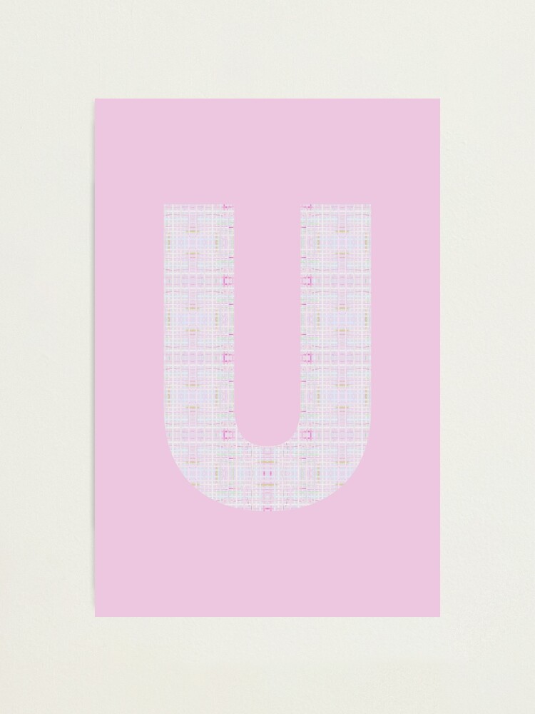 "Pink letter U with beautiful stripes of pastel colors like green and ...