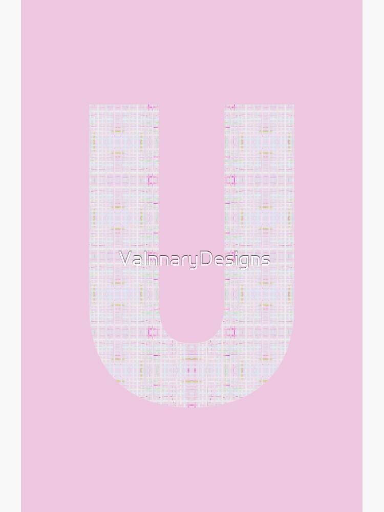 "Pink letter U with beautiful stripes of pastel colors like green and ...