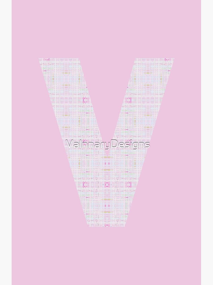 "Pink letter V with beautiful stripes of pastel colors like green and ...