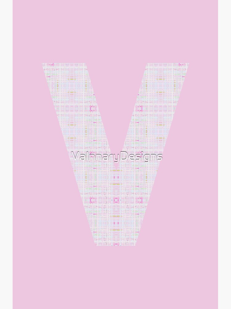 "Pink letter V with beautiful stripes of pastel colors like green and ...