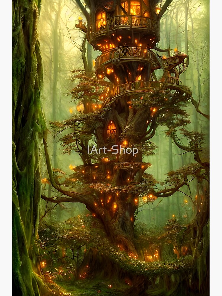 "Tree house, fantasy, conceptual art, digital art," Poster for Sale by ...