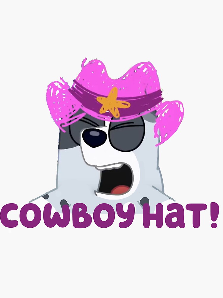 "muffin demands her cowboy hat!" Sticker for Sale by evident-giraffe ...