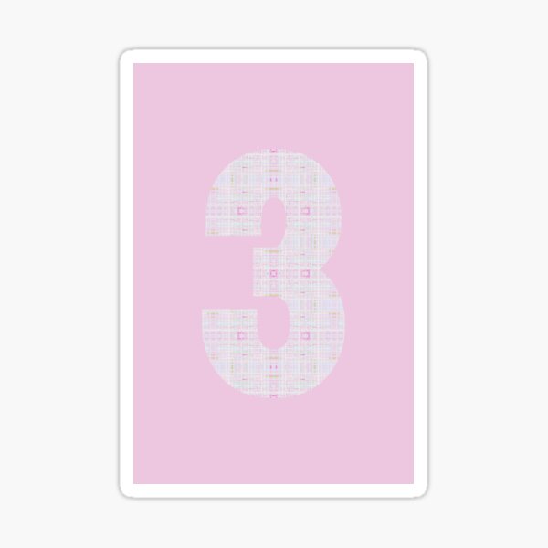 Pegatina «Número 3 rosa con hermosas rayas de colores pastel como el ...