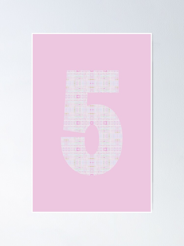 Póster «Número 5 rosa con hermosas rayas de colores pastel como el ...