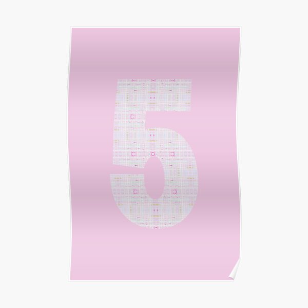 Póster «Número 5 rosa con hermosas rayas de colores pastel como el ...
