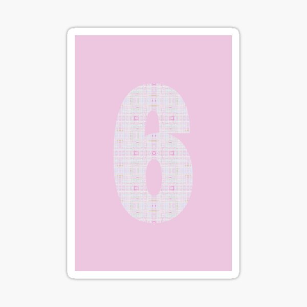 Pegatina «Número 6 rosa con hermosas rayas de colores pastel como el ...