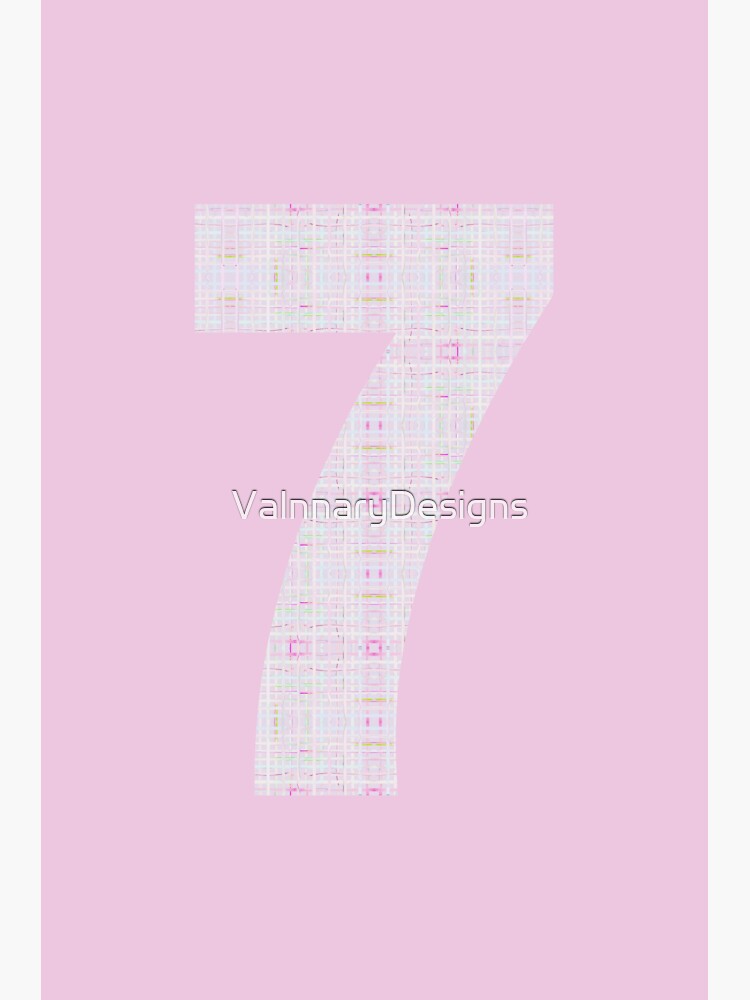 Pegatina «Número 7 rosa con hermosas rayas de colores pastel como el ...