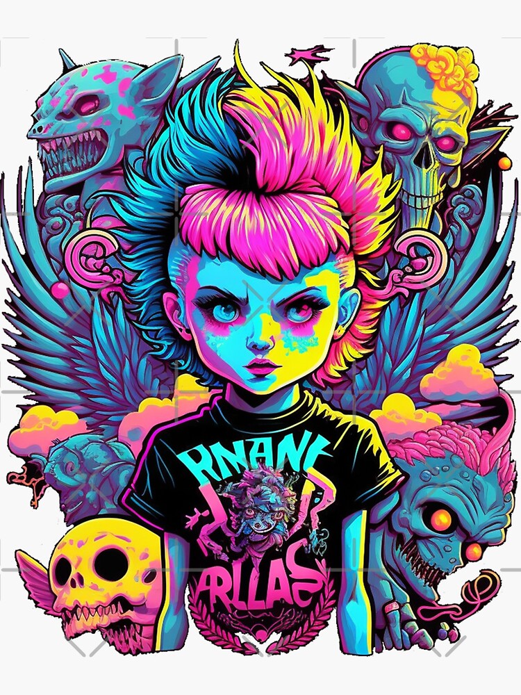 "Punk monster hunter" Sticker for Sale by HarperFox | Redbubble