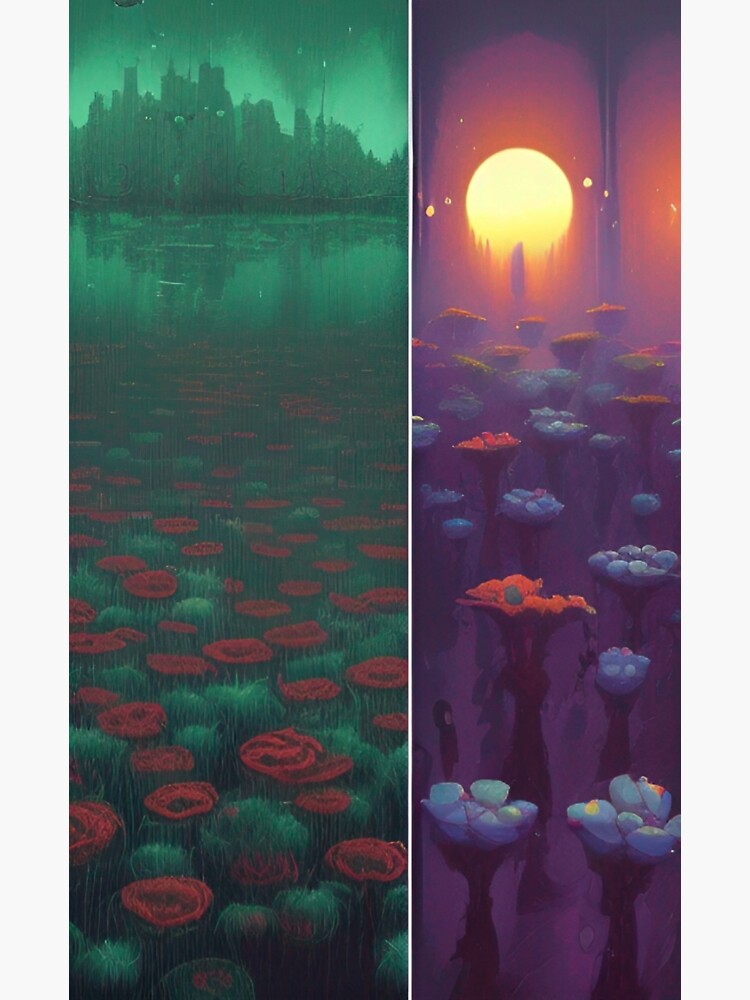 "Dual Alien Flower Fields" Sticker for Sale by TildaTots | Redbubble