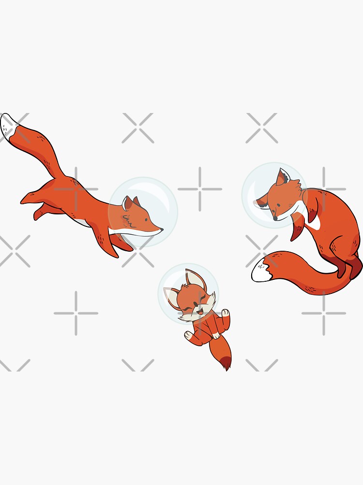 "Cute Fox Family In Space Cosmos" Sticker for Sale by artado | Redbubble