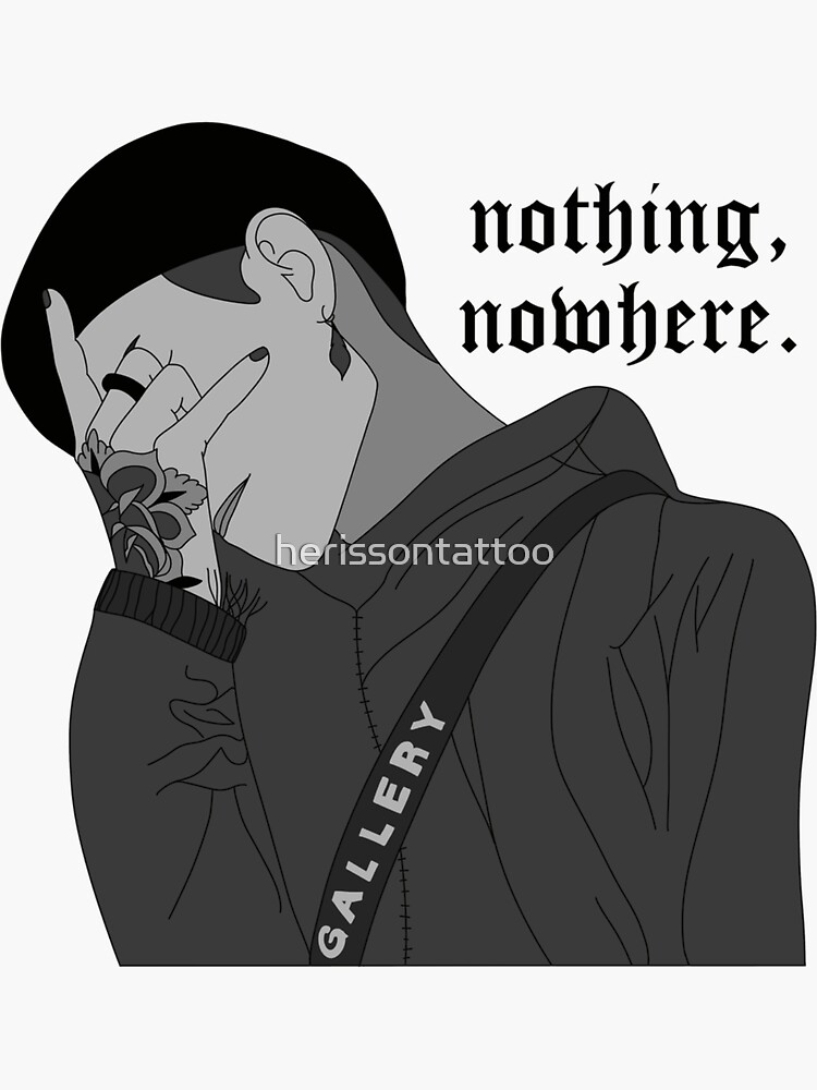 "nothing, nowhere. design" Sticker for Sale by herissontattoo | Redbubble