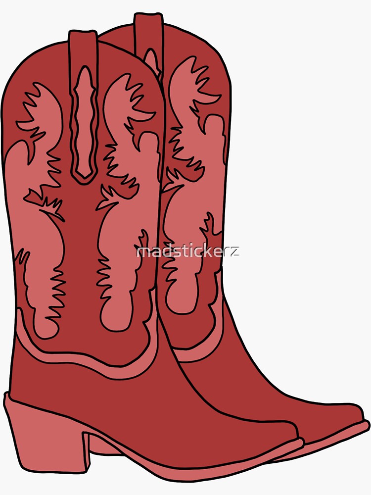 "Bright Red Cowboy Boots" Sticker for Sale by madstickerz | Redbubble