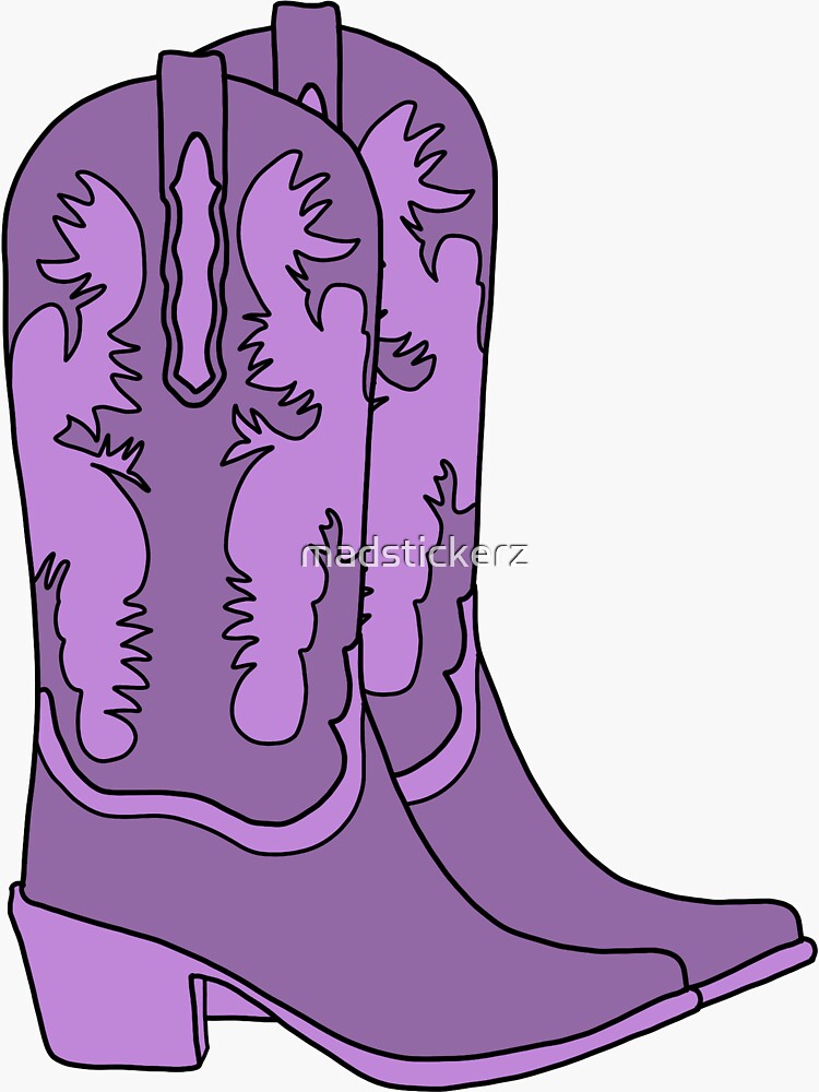 Pegatina «Par de botas vaqueras moradas» de madstickerz | Redbubble